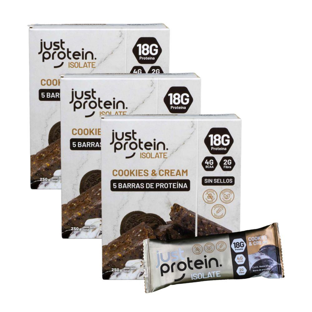 pack 15 barras just protein cookies and cream - WellNutrition